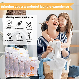 5Pcs Durable Mesh Laundry Bag, Durable Laundry Bags with Premium Zipper (5pcs Sunny)