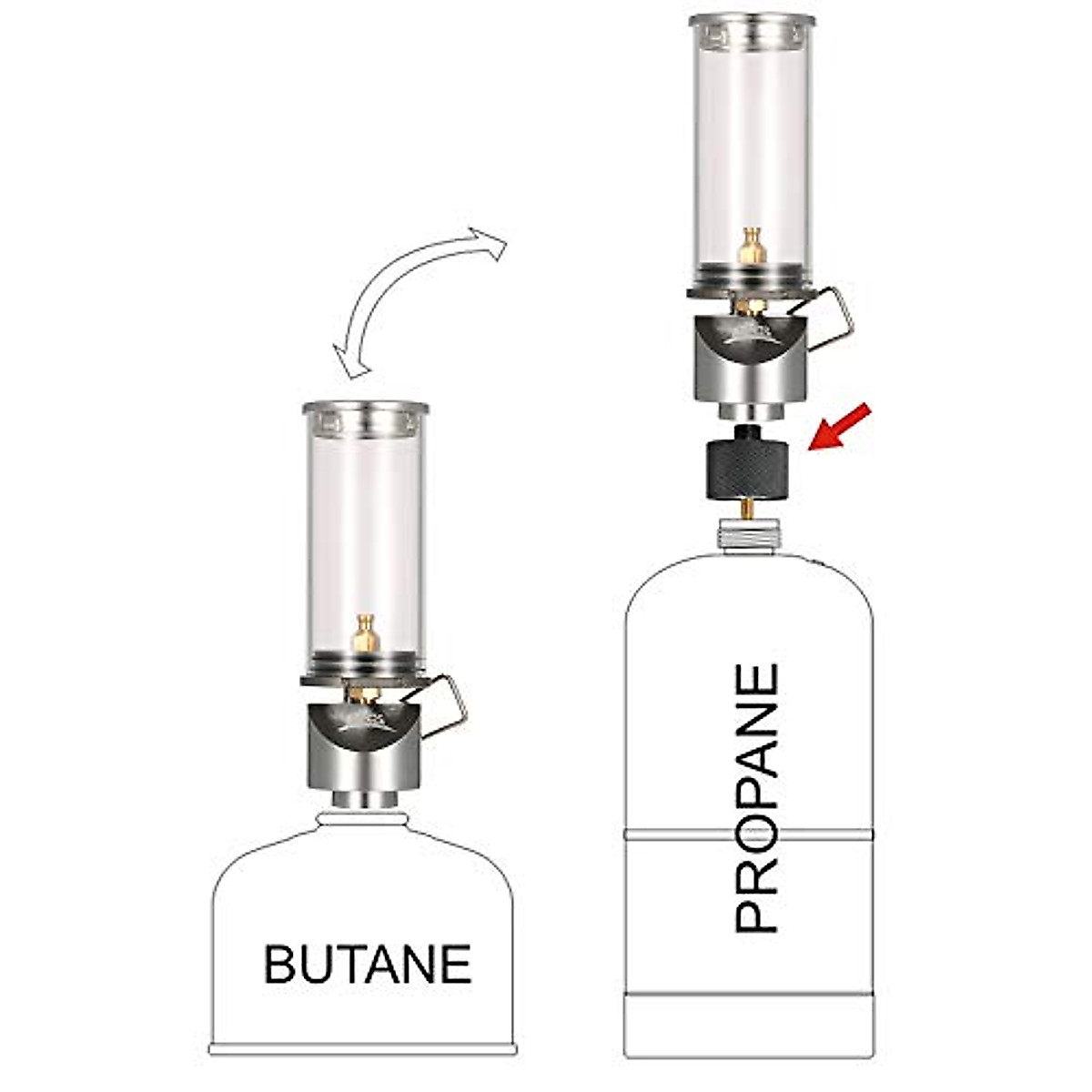 Lixada Lamp Light Butane Gas Light Lantern with Gas Adapter Conversion Head for Camping Picnic Self-Driving (Gas Lantern with Adapter(No Snow Flake))
