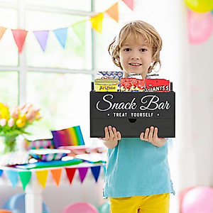 Snack Organizer for Countertop, Wood Pantry Storage Bins with Handles, Snack Organizer for Pantry, Kitchen, 4 Compartment Food Container Snack Box with Drawer, Pantry Organizer for Snacks, Chips