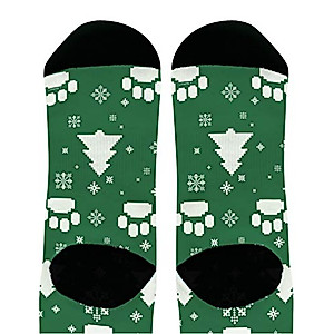 Dog Lovers Gifts Feliz Navi Dog Paw Print Socks Christmas Accessories 1-Pair Novelty Crew Socks