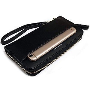 Wallet-NEWANIMA Women Multi-card Two Fold Long Zipper Clutch Purse (Style10-Black)