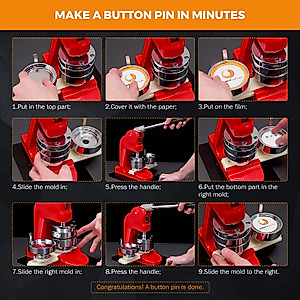 BEAMNOVA Button Maker Machine DIY Round Pin Maker Kit, 58mm / 2.28 in (about 2-1/4 Inch) Badge Press Machine with 1000 Button Blanks Parts Supplies