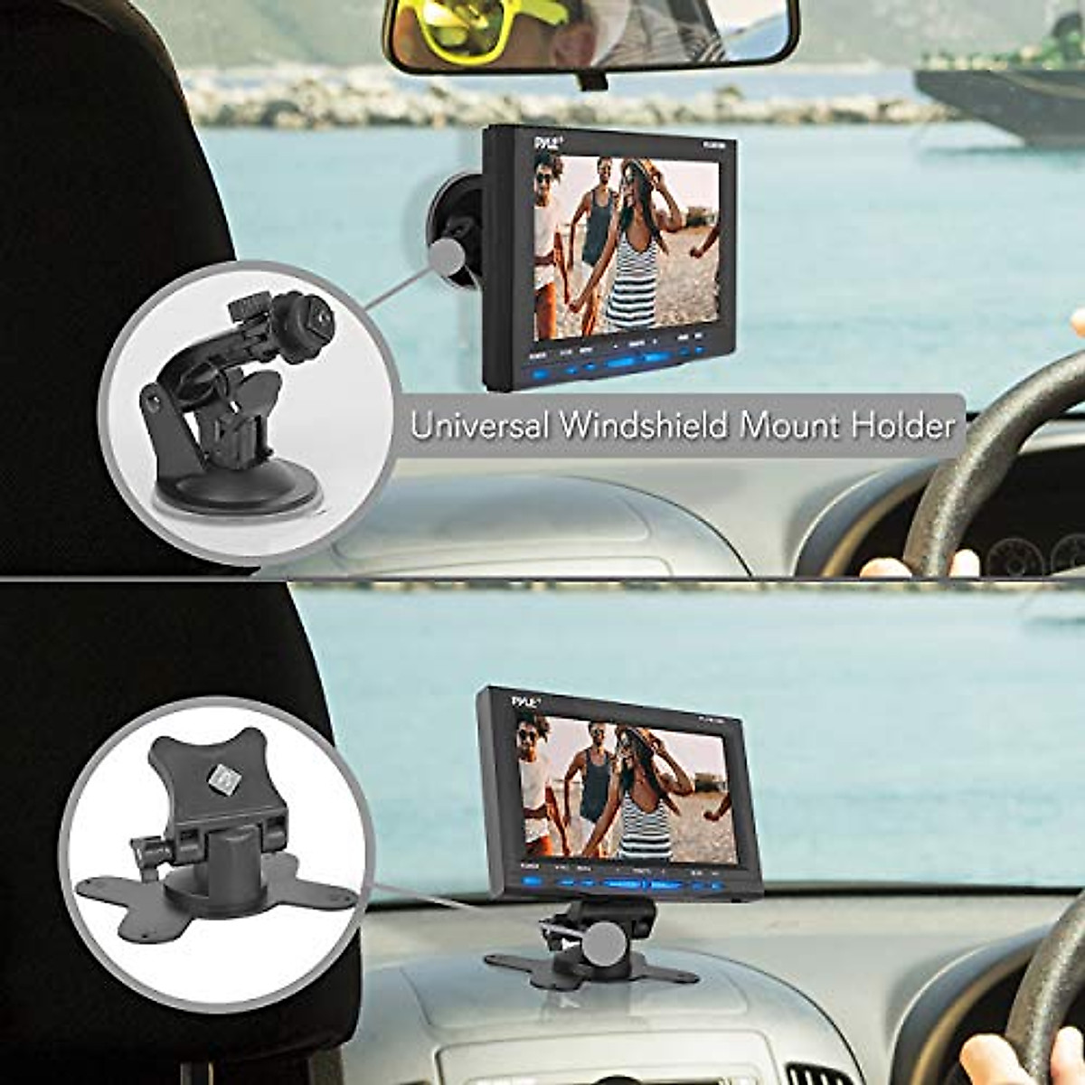 PYLE Vehicle Backup Camera for Car, 7 inch Monitor Reverse Camera, Stable Back Up Camera Systems for Car, rv License Plate Camera, Water Proof Night Vision, Rear View Camera Truck Camera