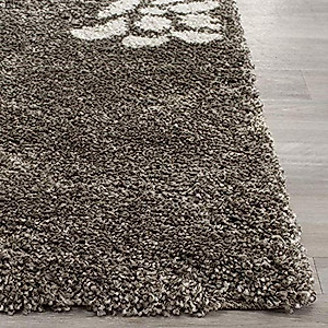 SAFAVIEH Florida Shag Collection Area Rug - 5'3" x 7'6", Smoke & Beige, Floral Design, Non-Shedding & Easy Care, 1.2-inch Thick Ideal for High Traffic Areas in Living Room, Bedroom (SG464-7913)