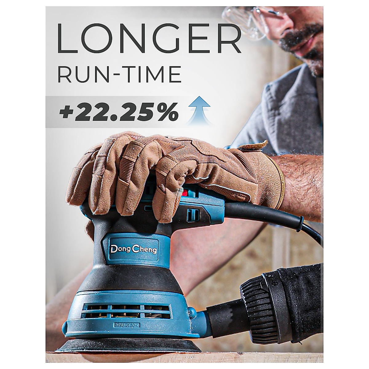 Dong Cheng 5” Random Orbital Sander, 3.0 Amp 12000OPM, 6 Variable Speed Electric Sander Kit with 10pcs Sandpapers & detachable Dust Collector, for Woodworking/Sanding/Polishing