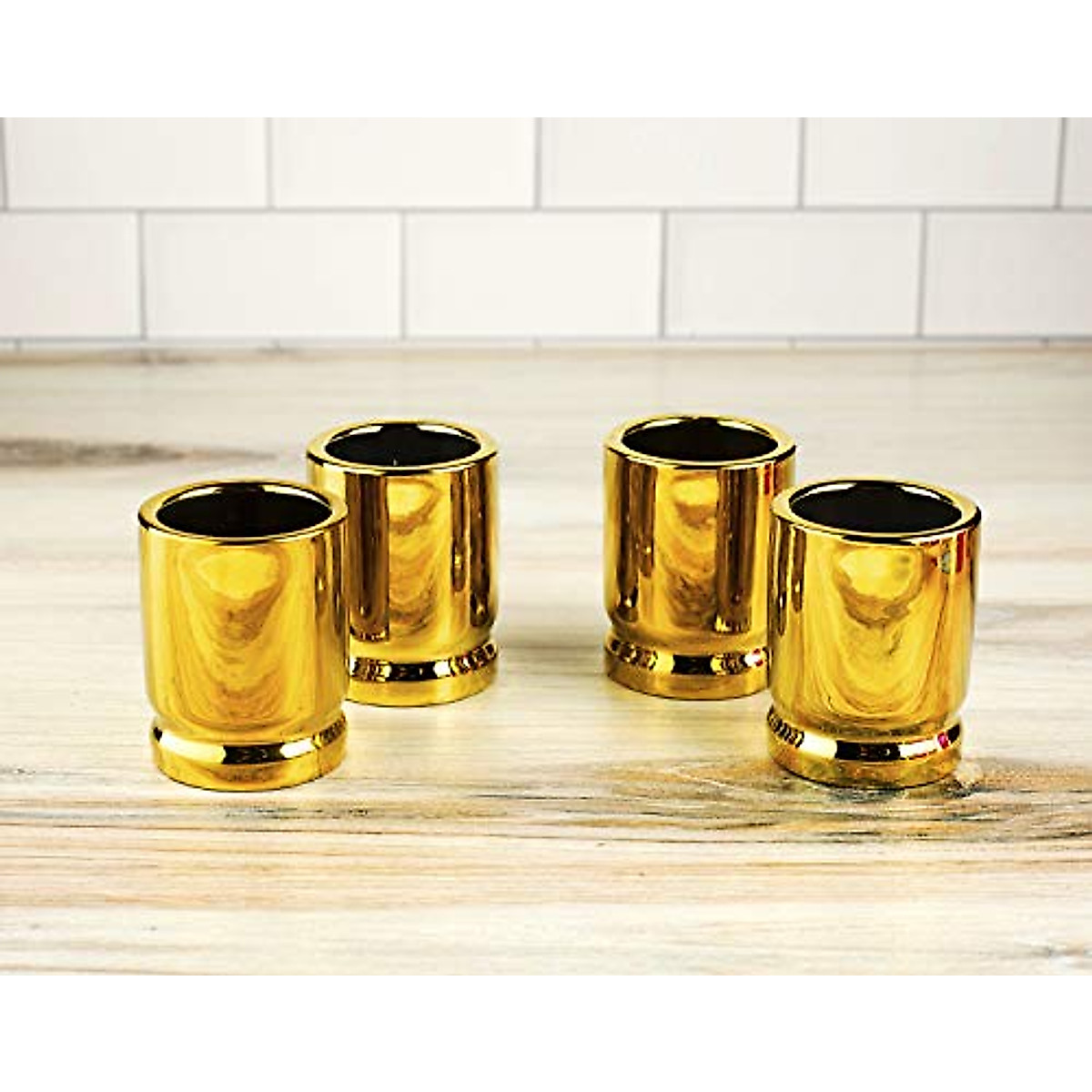 The Wine Savant 50 Caliber Bullet Shot Glasses Set - Set of 4 - Each holds 2 Ounces - Tactical Bullet Casings Shot Glasses