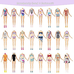 Doll Clothes and Accessories - 34 Items Unique H-Douture, 5 Party Dress, 3 Beautiful Fishtail Skirt and 3 Quality Swimsuit, Hanger Crown Necklace Bracelet Pack and 10 Shoes