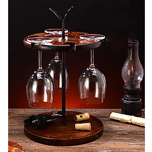 INMTIE 6-Hook Metal Wine Glass Holder Countertop Stemware Rack Tabletop Stemware Storage Rack Weighted Base Display Stand