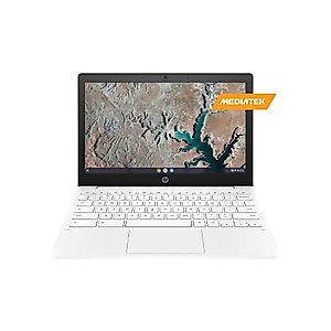 HP Chromebook 11 Laptop, MediaTek MT8183, 4 GB RAM, 64 GB eMMC, 11.6" HD Touchscreen, Chrome OS, Long Battery Life, USB-C Port, Custom-Tuned Speakers, Lightweight (11a-na0110nr, 2022, Snow White)
