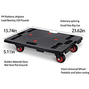 Uholan Set of Two Dolly Hand Truck Folding Cart with Wheels Easy Storage 360° Swivel Wheels Pulling Goods Mute Portable Load Bearing 660lb
