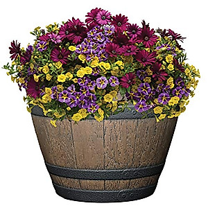 Classic Home and Garden S72CP3D-037R Whiskey Barrel Planter 3 Pack, 15", Kentucky Walnut