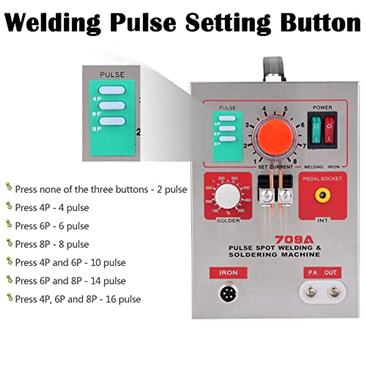 AC 110V US Plug 709A 3.2kW Spot Welder Welding Equipment and Soldering Pen DIY 18650 Lithium Battery Welding Machine, Nickle Plated Sheet, Welding Needle, Fuse(US Plug 110V)
