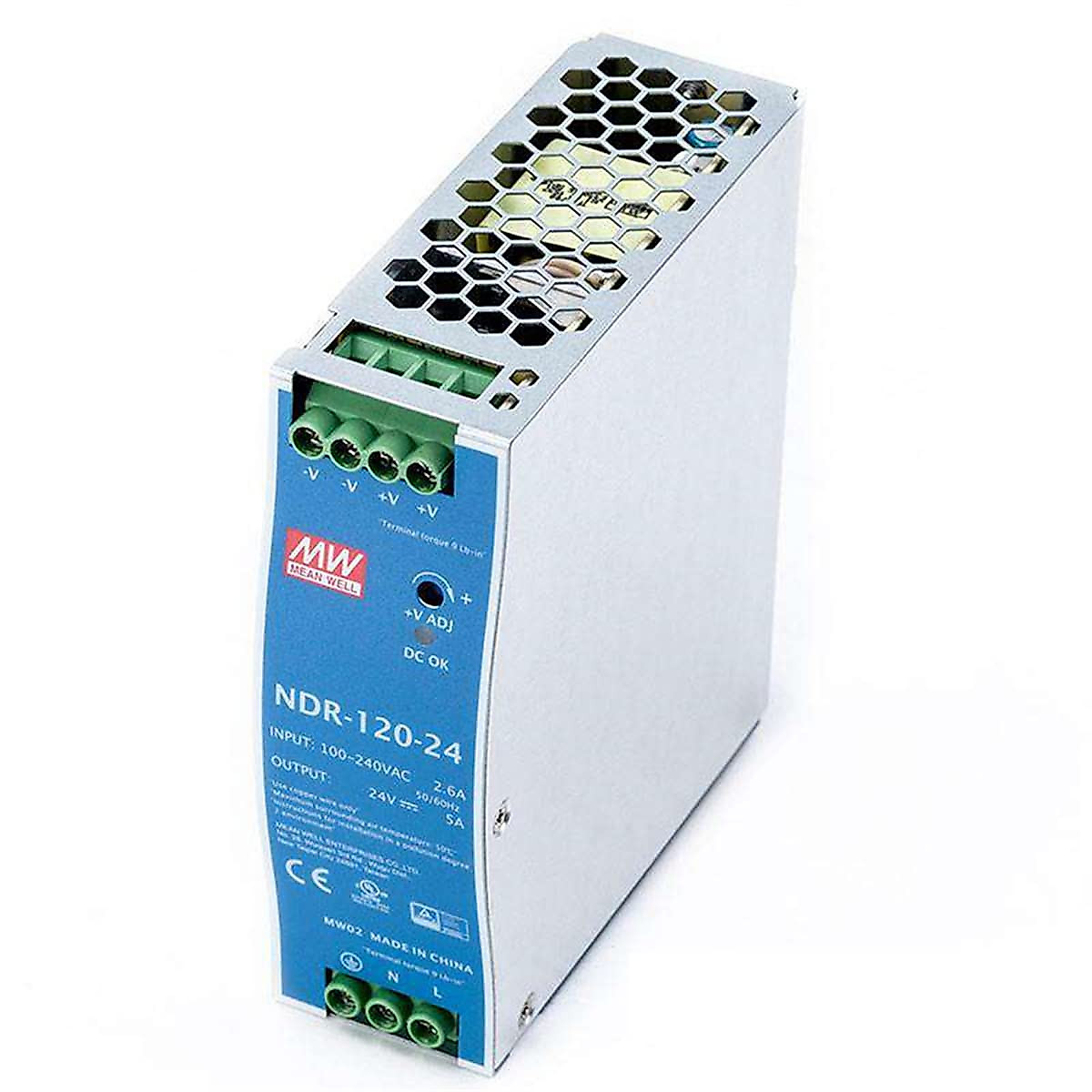 (12PACK) Mean Well NDR Switch Mode DIN Rail Slim and Economical Power Supply 90 ? 264V Ac Input NDR-120 Series 120W (NDR-120-24)