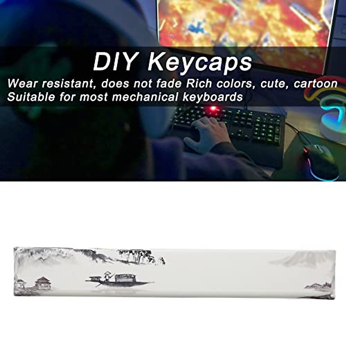 Spacebar Keycap, 1 Pcs PBT DIY Unique Special Ink Patterns Custom Mechanical Keyboard Keycaps Universal Computer Keyboards Keycap,for Mechanical Gaming Keyboard