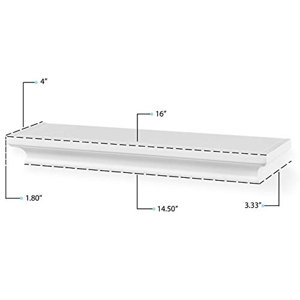 brightmaison BGT Pure Crown Molding Floating Shelves, Wall Decor for Living Room, Picture Ledge & Plant Shelf, Wall Shelf Set of 2, White