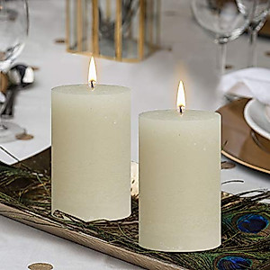 Bolsius Rustic Set of 6 Pillar Candles 2.75X 5 Inch Ivory - Romantic Unscented Dripless Dinner Decoration Table Candles Modern Look Great for Wedding, Home Décor, Bath, Gifts, (130x68mm)