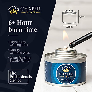 Chafer King - 15 Pack (for Price of 12) - 6 Hour Chafing Fuel Cans, Food Warmers for Parties, Chafing Dish, Buffet Set,