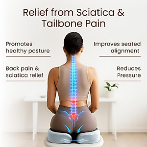 Sleepavo Black Memory Foam Seat Cushion for Office Chair - Pillow for Sciatica, Coccyx, Back, Tailbone & Lower Back Pain Relief - Orthopedic Chair Pad for Lumbar Support in Office Desk, Car & Airplane