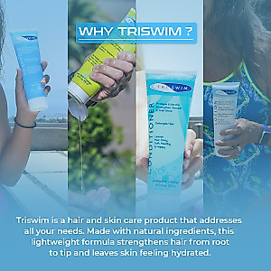 TRISWIM Gift Set Value Pack of 4 + Mesh Bag Travel Kit Swim Care Chlorine Removal Body Wash + Swimmers Shampoo + Conditioner and Lotion 8.5 fl oz for Hydrated Skin and Healthy Hair