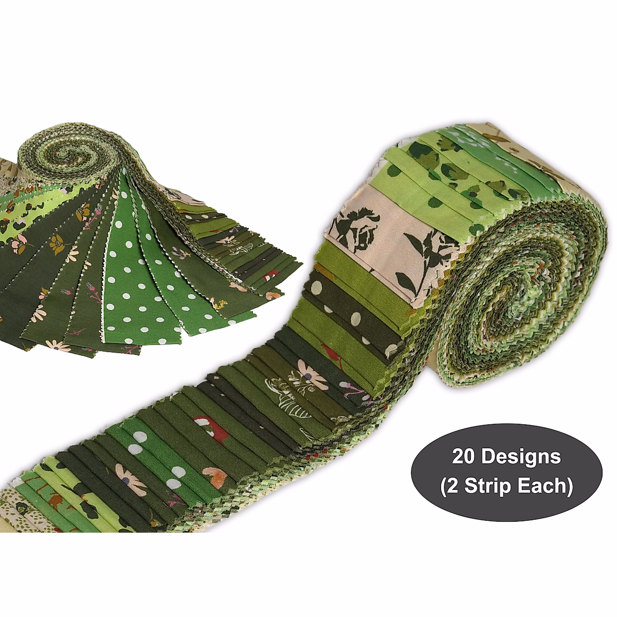 Soimoi 40Pcs Florals Print Cotton Precut Fabrics for Quilting Craft Strips 2.5 x 42 inches Jelly Roll