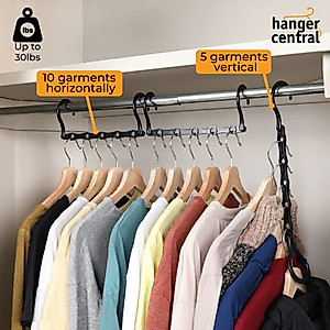 Hanger Central 10 Pcs Space Saving Hangers for Clothes - Multi-Hangers, Space Saver Hangers for Closet Organizing, Hangs 10 Clothes Horizontally and 5 Clothes Vertically
