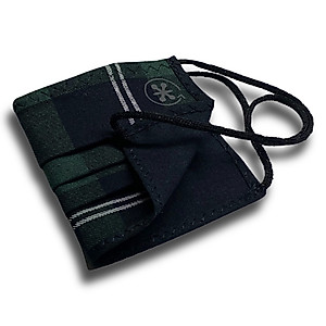 JaxMask® | Hunter Green & Black Christmas Holiday Plaid Cloth Face Mask | Tartan Buffalo Check 2 Layer Pleated Washable & Reusable With Nose Wire | 'SilentNight Collection' (Green Plaid)