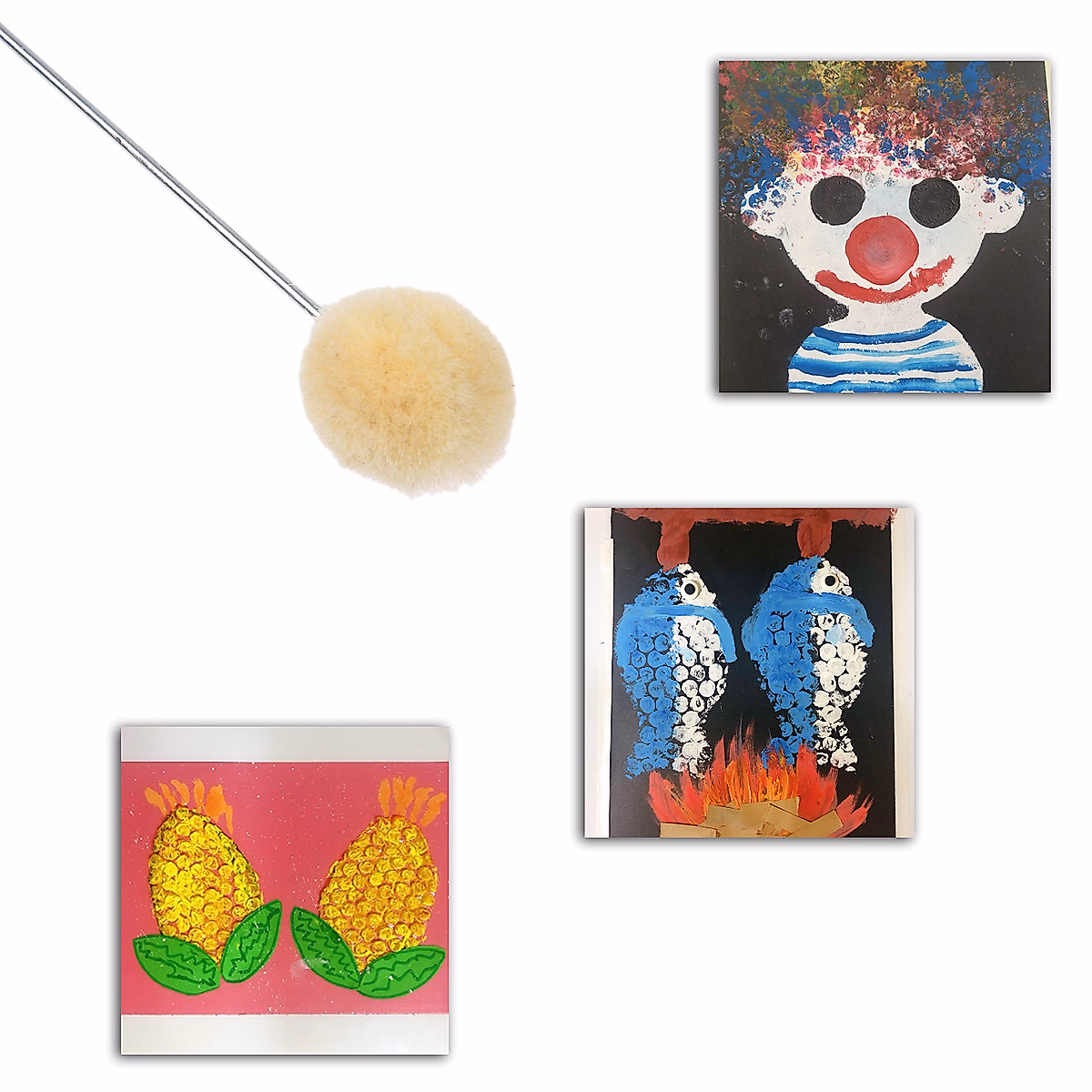 Kare & Kind Wool Daubers - 50 pcs Pack - Leather Dye Applicator - Leatherwork Tools - Wool Balls with Metal Handle - DIY, Art Projects, Crafting, Shoe Polish