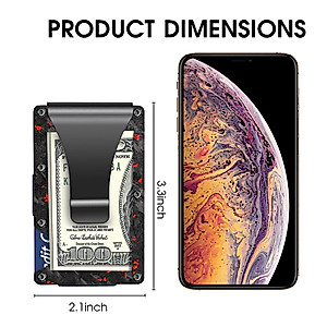 OTO Money Clip for Men-RFID Blocking Carbon Fiber Wallet,Minimalist Slim Wallet with Gift Box,Aluminum Metal Credit Card Holder（Forged Red）