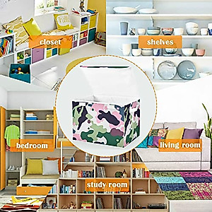 CaTaKu Camouflage Retro Storage Bins with Lids and Handles, Fabric Large Storage Container Cube Basket with Lid Decorative Storage Boxes for Organizing Clothes