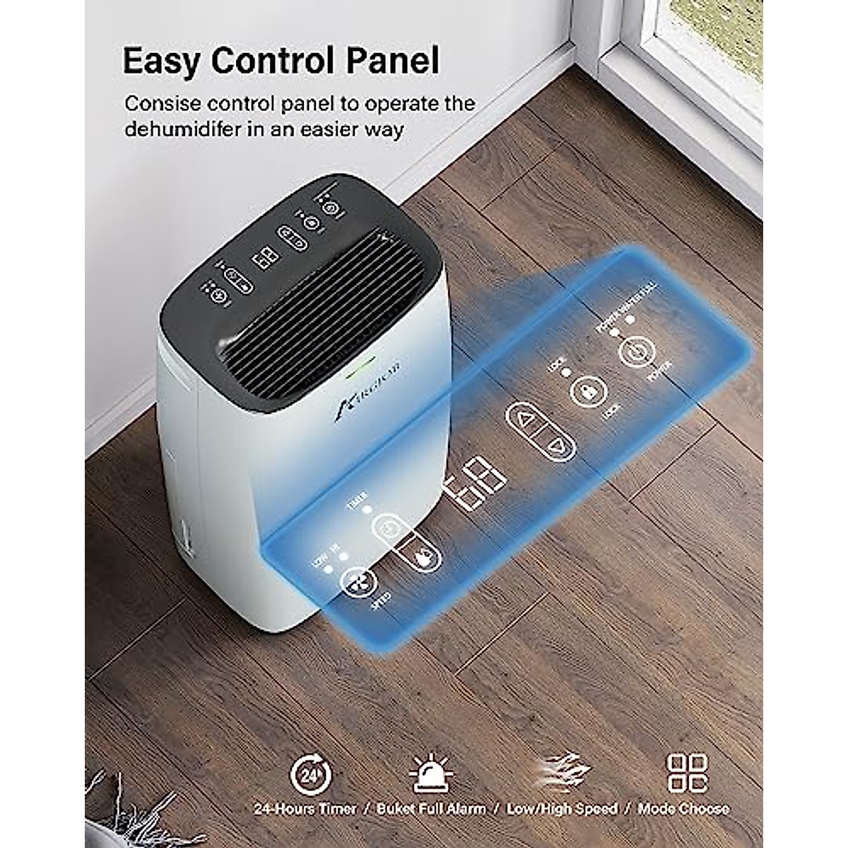 32-Pint Dehumidifier for Basement and Large Room - 2000 Sq. Ft, Quiet Dehumidifier for Large Capacity Room Home Bathroom Basements - Auto Continuous Drain Remove Moisture with Child Lock