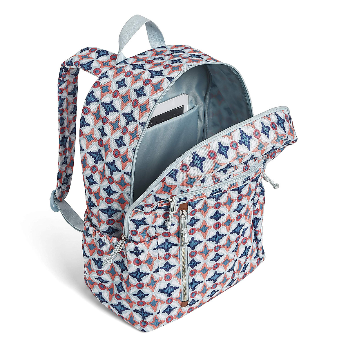 Vera Bradley Women's Lighten Up Study Hall Backpack, Water Geo, One Size