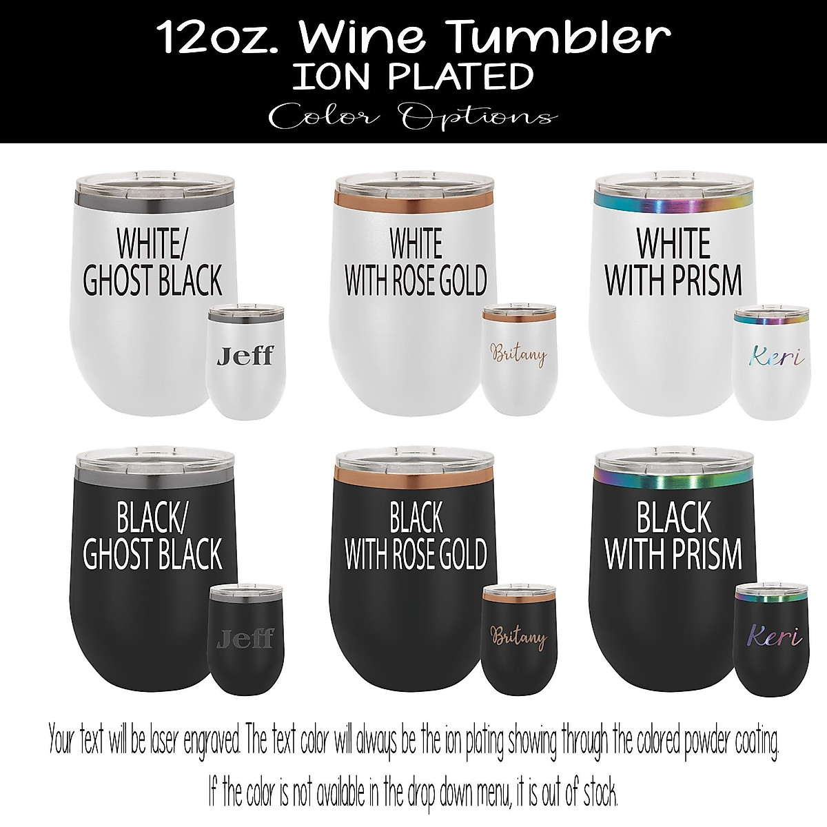 Personalized Wine Tumbler with Lid – 12 oz Stainless Steel Insulated Cup – Custom Engraved Bridesmaid Gift, Bachelorette Favor, Wedding Party Gift