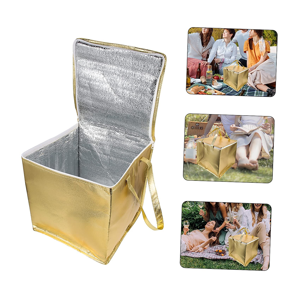 TOPPERFUN Lunch Bag Insulation Bags Insulated Shopping Bag Insulated Bags Carrier Supermarket Keep Warm Food Bag Rainbow Film