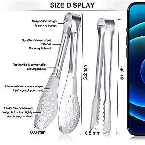 12 Pack Premium Small Serving Tongs, Dmoera Mini Stainless Steel Appetizer Tongs, 5Inch,5.2Inch(12.7cm)