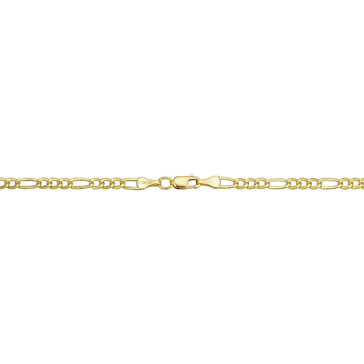 Kooljewelry 14k Yellow Gold Filled Solid Figaro Link Chain Necklace (3.3 mm, 18 inch)