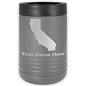 LaserGram Double Wall Insulated Beverage Can Holder, State of California, Personalized Engraving Included (Standard Can, Gray)