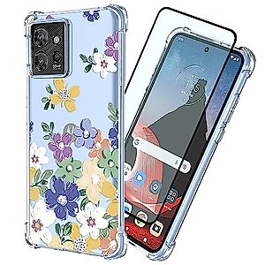 DFTCVBN Case for Motorola ThinkPhone Case, Moto ThinkPhone 5g Case with Screen Protector Clear Colorful Floral for Girls Women Shockproof TPU Phone Cover for Motorola thinkphone Oil Painting Flowers