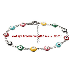 LZQIFA Evil Eye Bracelets,Lucky Bracelets for Women Men Girls,Stainless Steel Handmade，Evil Eye Jewelry (3 pcs silver mix)