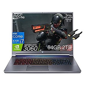 Acer Predator Helios Triton 500 SE 16" QHD+ 165Hz (Intel Core i7-11800H, 64GB RAM, 2TB SSD, RTX 3060 6GB) Gaming Laptop, 500 nits, RGB Backlit, Thunderbolt 4, IST HDMI, Win 10 Home/Win 11 Home