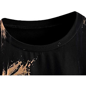 Avanova Women's Letter Print Oversized Short Sleeve Tee Crewneck Casual Loose Fit T Shirt Tie Dye Brown X-Large