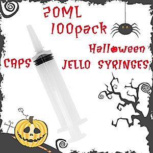 100 Pack Jello Shot Syringes with Tip Cap Set, Party Syringe BPA-Free Suringes Shooters Syringes for Jello Shots, Young Halloween, Thanksgiving, Christmas, Bachelorette Parties, Nurses, Graduation