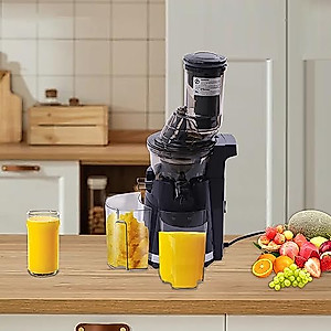 awolsrgiop Juicer Machine, 250W Masticating Juicer Cold Press Slow Juicer Extractor for Home Juicer Machines for Nutrient Fruits Quiet Kitchen Double Slots Stainless Steel High Juice Yield Low Noise
