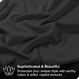 Bare Home Washed Queen Sheet Set - Premium 1800 Ultra-Soft Microfiber Queen Bed Sheets - Incredible Softness - Deep Pocket - Bedding Sheets & Pillowcases (Queen, Washed Black)
