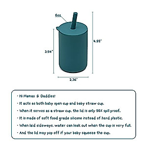 JOYIT Baby and Toddler Silicone Straw Cup 6 oz | Training and Learning Open Cup for Baby Independent Drinking | Promotes Fine Motor Skills | with a Nonspill Lid and Silicone Straw (Ocean Blue)