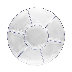 Party Essentials NW16721 Heavy Duty Plastic Round 7-Sectional Tray, 16" Diameter, Crystal Clear (Case of 6)