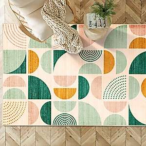 MUJOO Green Rug Boho Washable,3x5 Area Rugs for Bedroom Entryway Living Room Bedside,Small Throw Floor Carpet Non Slip Soft Indoor Modern Abstract Sage Green