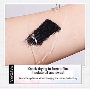 NaSeny 2in1 Vibely Mascara Lash Cosmetics Waterproof Black Volume And Length Thickening And Lengthening Dual Effect 5X Longer Mascara Smudge-Proof Non Clumping