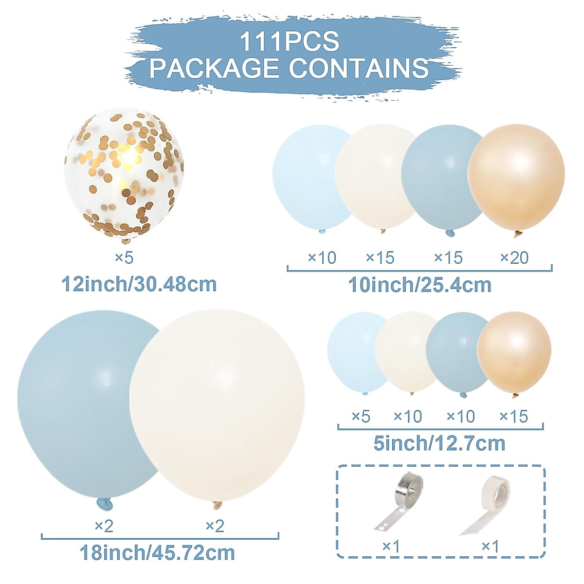 Dusty Baby Blue Balloons Arch Garland Kit with Champagne Balloons for Dusty Blue Baby Shower Decorations Birthday Boho Bridal Shower Party Decor