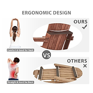Oversize Wooden Outdoor Folding Adirondack Chair with Pre-Assembled BackRest & SeatBoard, Wood Patio Chair for Garden Backyard Porch Pool Deck Firepit