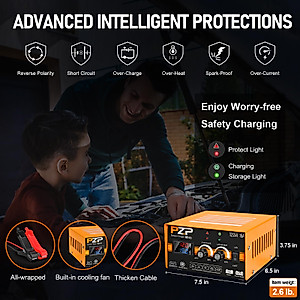 PZ.P 12V 24V Manual Battery Charger Maintainer, 0 to 15A Arbitrarily Adjustable Car Battery Trickle Charger, Battery Desulfator with Repair, Winter Mode, Suitable for AGM Gel Deep Cycle Truck RV ATV